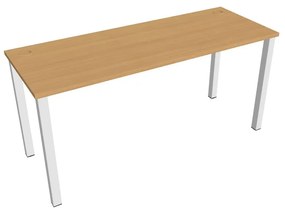 Stůl pracovní rovný 160 cm hl. 60 cm - Hobis Uni UE 1600 Dekor stolové desky: buk, Barva nohou: bílá