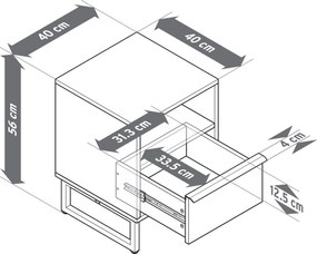 Tchibo - Noční stolek »Leeg« s 1 zásuvkou - barva: šedá