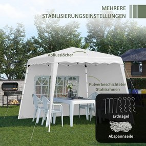 Skládací altán Outsunny 2,4 x 2,4 m s bočními stěnami a nastavitelnou výškou - Party stan s UV ochranou, skládací stan s nosným pytlem pro zahradu a …
