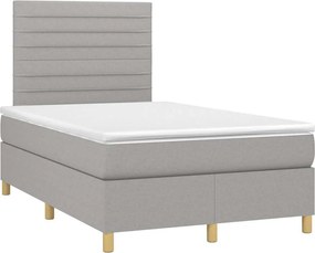 Box spring postel s matrací a LED světle šedá 120x190 cm textil 3270253