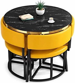 LuxuryForm DESIGN Jídelní set MONTE 4+1 - žlutý / černý