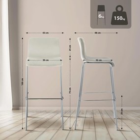 Barová židle Hoover samet čtyřnohá konstrukce chromovaná konstrukce – krémová