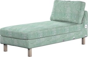 Potah na přídavný šezlong IKEA Karlstad, krátký barva zelená látka pletený vzor, vzorované