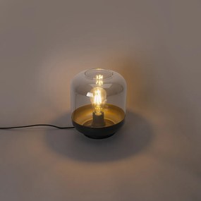 Designová stolní lampa černá se zlatem a kouřovým sklem - Kyan