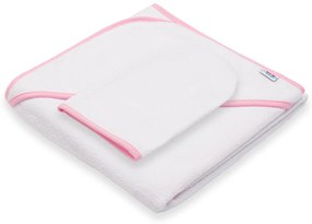 Dětská froté osuška s kapucí New Baby BASIC 80x80 bílo-růžová Barva: Růžová