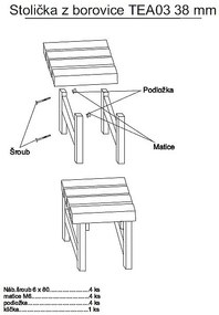 DEOKORK Masivní dřevěná zahradní stolička TEA 03 o síle 38 mm