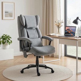 HOMCOM ergonomická kancelářská židle s masáží a houpací funkcí — vysoké opěradlo, 4 hnětací masážní uzly, bederní podpora, výškově nastavitelná, poti…