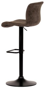 Barová židle AUB-806 BR3 látka hnědá v imitaci broušené kůže, kov černý lak mat