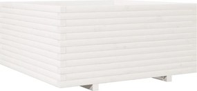 Zahradní truhlík bílý 100 x 100 x 49,5 cm masivní borové dřevo 3282540