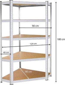 Rohový regál 180x90x40 cm, 5 polic SPRINGOS HA5214