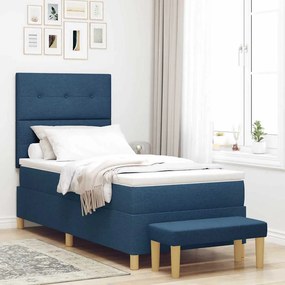 Postel s boxspringem s čelo Modrá 200 x 90 cm textil 3344274