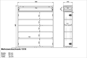 Krémová matná skříňka 83x99x22 cm Ameca – Germania