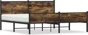 Kovový rám postele bez matrace kouřový dub 160 x 200 cm 3301386