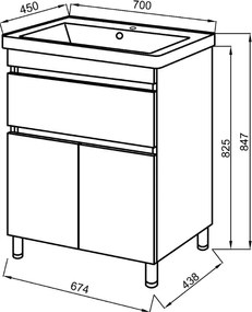 Lavedo Monaco I 70 koupelnová skříňka s umyvadlem