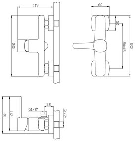Invena Trend, sprchová baterie s ruční bodovou sprchovou soupravou, měděná matná, INV-BN-02-014-V