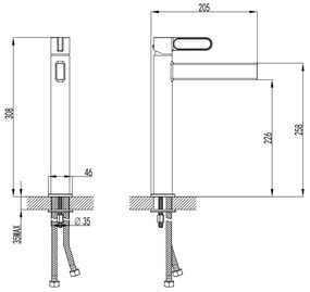 F-Design Zaffiro, vysoká umyvadlová baterie, černá matně-růžové zlato, FD1-ZFR-2L-25