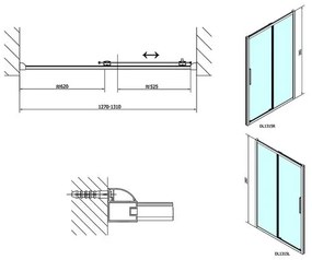 Polysan Lucis Line Sprchové dveře 130 cm, chrom/čiré sklo, DL1315