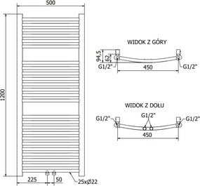 Mexen Ares koupelnový radiátor 1200 x 500 mm, 420 W, zlatý - W102-1200-500-00-50