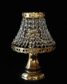 Zlatá mosazná Štrasová křišťálová stolní lampa s jednou žárovkou