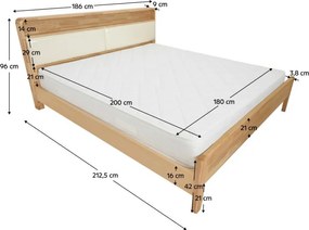 Manželská postel, 180x200, masivní dřevo, přírodní, KIMIA Kondela 0000415500