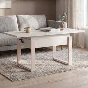 Rozkládací polohovací konferenční stolek HOGO 3v1 | 120-157x62,5-74,5x67 cm | síla horní desky 32 mm | bílá/nohy kašmír
