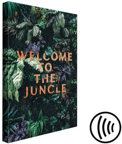 Obraz Vítejte v džungli (1-dílný) svislý - text na pozadí džungle