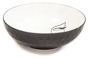 Housevitamin Hluboký talíř s motivem tváře na vnitřní straně a černou vnější stranou, průměr 20 cm