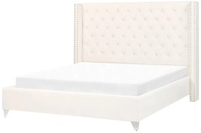 Sametová postel 160 x 200 cm krémově bílá LUBBON Beliani