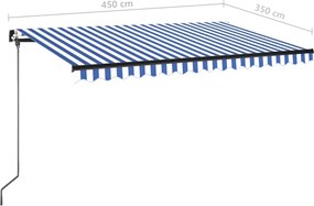 Ručně zatahovací markýza 450 x 350 cm modrobílá 3069196
