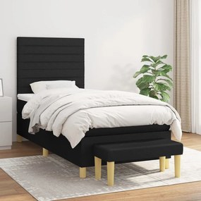 Box spring postel s matrací černá 90x200 cm textil,  3137207