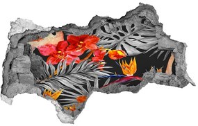 Wallmuralia Díra 3D fototapeta nálepka Plameňáci a květiny 95x73 cm