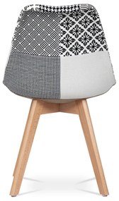 AUTRONIC Jídelní židle, potah látka patchwork, dřevěné nohy, masiv přírodní buk CT-763 PW2