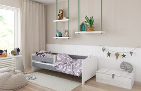 BabyBeds Dětská postel EMMA srdíčka Velikost postele: 160x80 cm, Barevné provedení: Šedá, Úložný prostor: Ne, bez úložného prostoru Bílá