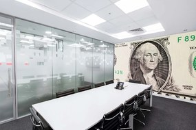 DIMEX | Samolepicí vliesová fototapeta na zeď George Washington na dolaru MA-5-2953 | 375 x 250 cm | zelená, bílá, šedá