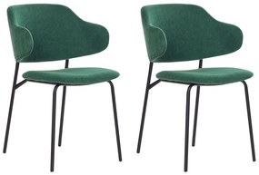 Sada 2 látkových jídelních židlí zelené KENAI Beliani