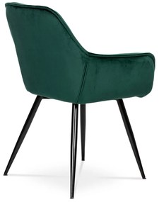 AUTRONIC Jídelní židle, potah zelená sametová látka, kovová 4nohá podnož, černý lak
