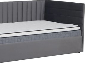 Postel s roštem, 90x200, šedá Velvet látka, MEVIA