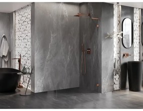 Mexen, Mexen Lunar L sprchová stěna pravá 110 x 200 cm, průhledná 8 mm, růžové zlato - 830L-110-000-60-00-P