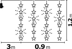 LED vánoční závěs EMOS DCGW01 ZY2263 hvězdy 120x90cm vnitřní použití teplá bílá s časovačem