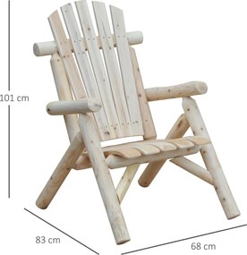 Outsunny Adirondack zahradní židle zahradní křeslo dřevěná židle s vysokým opěradlem a područkami jedlové dřevo přírodní 83 x 68 x 101 cm | Aosom