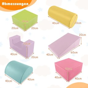 Costway 6 PCS. Pěnové stavebnice Obří stavebnice na běhání a lezení Světle
