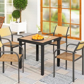 Outsunny zahradní stůl pro 4 osoby jídelní stůl hliníkový stůl 80x80x74 cm, snadno udržovatelný plast, přírodní černá, ideální pro zahradní nábytek a…