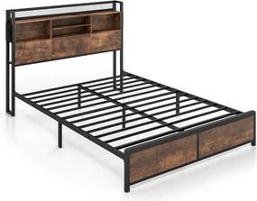 Costway Rám postele s nabíjecí stanicí a úložným prostorem a – 200 x 140 cm