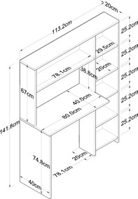Psací stůl s regálem Hapos 113 cm bílý