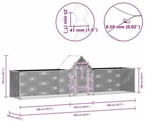 vidaXL Marketos Klec pro kuřata 5 x 1 x 1,5 m pozinkovaná ocel