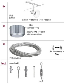 Paulmann 94136 - SADA 5xGU5,3/10W Bodové svítidlo SHEELA 230V lesklý chrom
