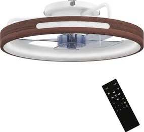 HOMCOM Stropní ventilátor s LED světlem 40 W Reverzibilní DC motor Dálkové ovládání 6 rychlostí 3 barvy Časovač Teak