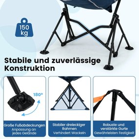 Costway Skládací kempingová židle s nastavitelným opěradlem a držákem na nápoje
