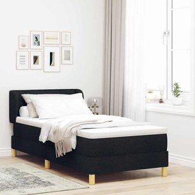 Postel s boxspringem s matrací s čelo Černá 90 x 190 cm textil 3340124
