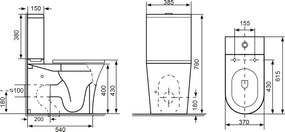 Bruckner Leon wc kombi mísa s nádržkou Rimless spodní zadní odpad keramika bílá 201.437.4
